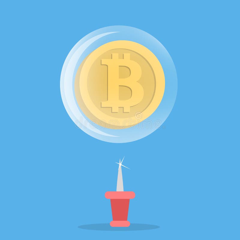Bitcoin bubble burst. stock vector. Illustration of crypto - 114583153