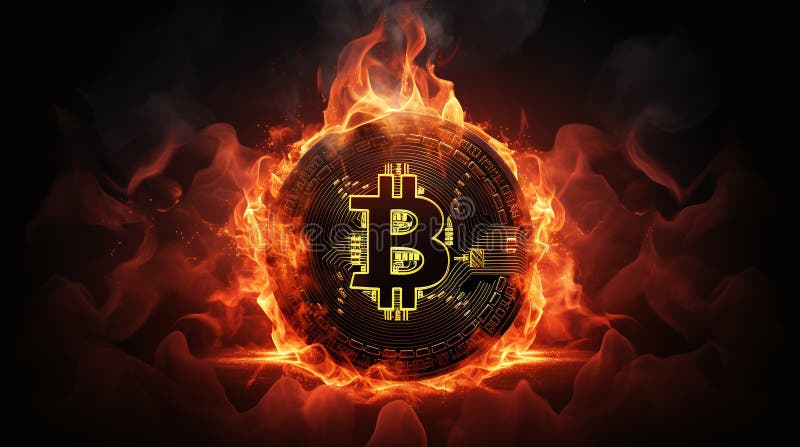 Bitcoin Burning in a Dark Flame Stock Illustration - Illustration of ...