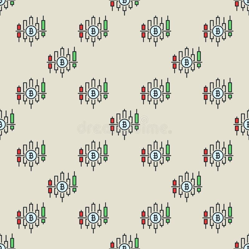 Bitcoin Candlestick Chart Vector BTC Trading Colored Seamless Pattern ...