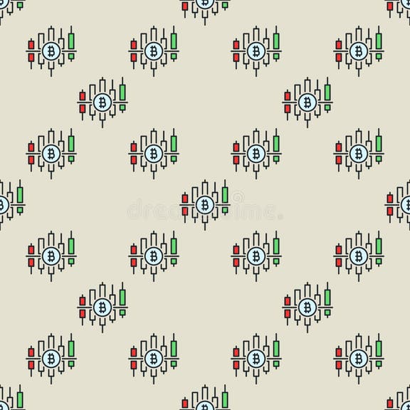Bitcoin Candlestick Chart Vector BTC Trading Colored Seamless Pattern ...