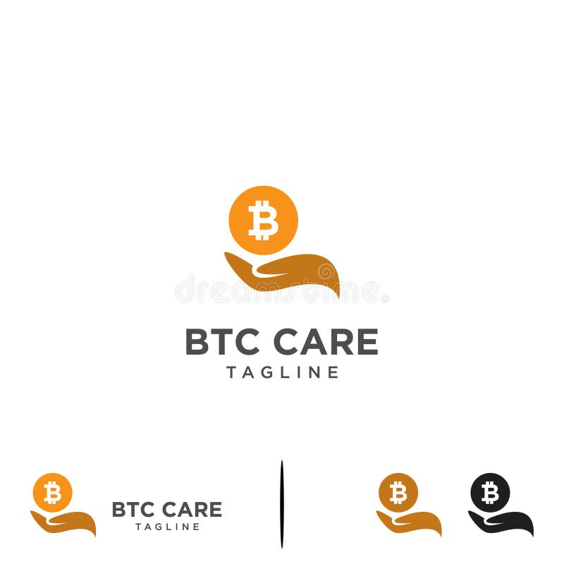 Bitcoin Care Logo Design Graphic Element, Bitcoin with Hand Icon ...