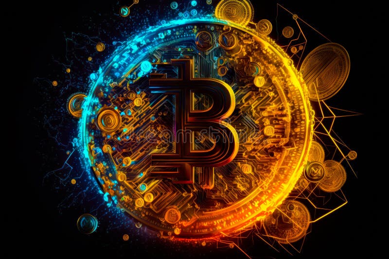Bitcoin in the Center of Circle. Generative AI Stock Illustration ...