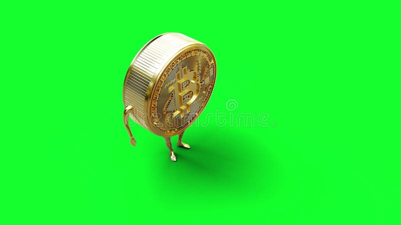 Bitcoin Character. Stay Idle Animation. Realistic 4k Green Screen ...