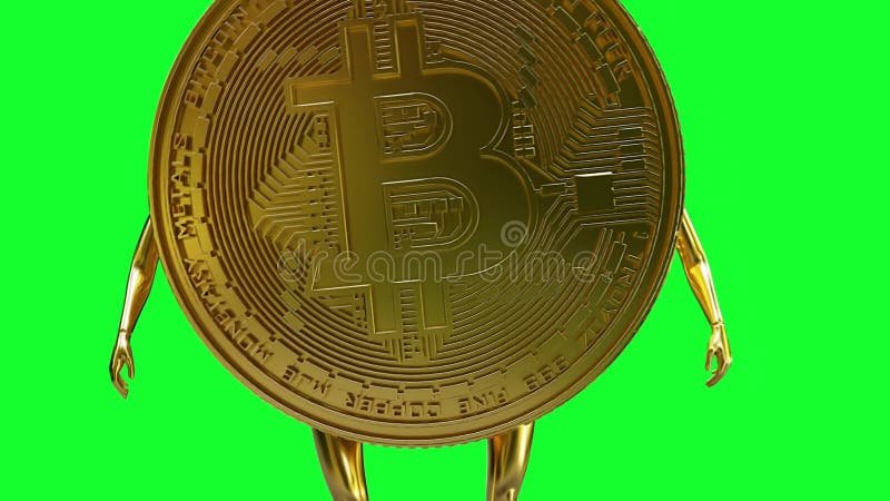 Bitcoin Character. Stay Idle Animation. Realistic 4k Green Screen ...