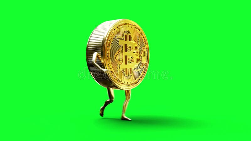 Bitcoin Character. Walk Animation. Realistic 4k Green Screen Animation ...