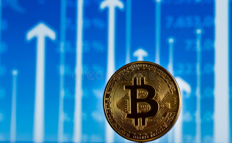 Bitcoin and blue chart stock photo. Image of network - 85419986