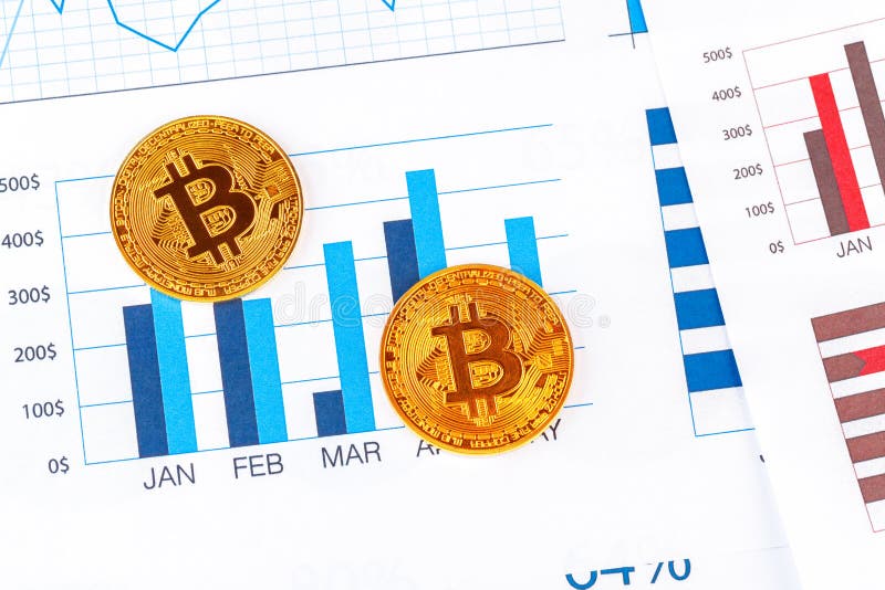 Bitcoin and Chart Close Up. Creative Photo. Stock Image - Image of ...