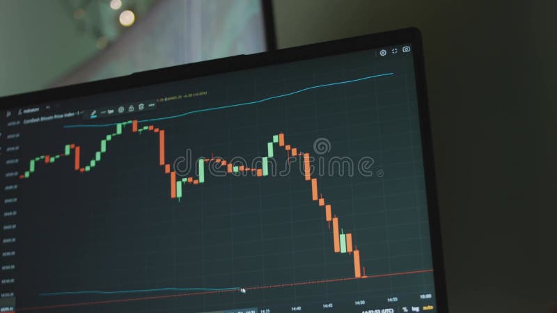 Bitcoin Chart on Computer Screen. Technical Analysis of Candlestick ...