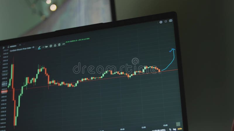 Bitcoin Chart on Computer Screen. Technical Analysis of Candlestick ...