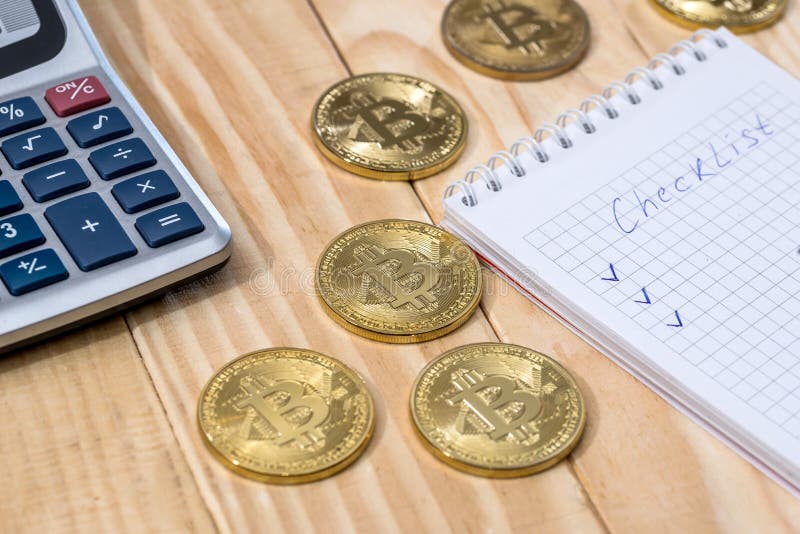Bitcoin with Checklist on a Notepad with Pen Stock Image - Image of ...