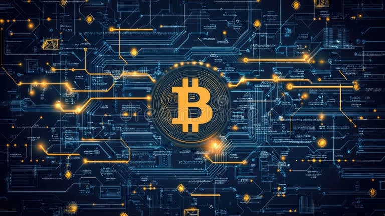 Bitcoin Circuit Board stock illustration. Illustration of bitcoin ...