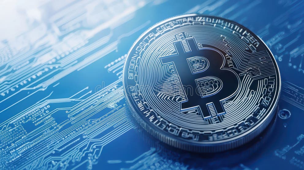 Bitcoin on Circuit Board, Deep Dive into Cryptocurrency S Technological Foundation Stock ...