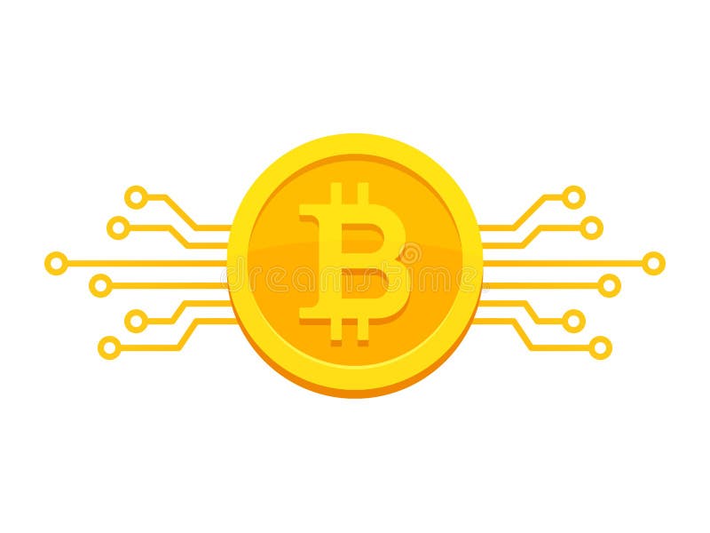 Bitcoin with Circuit Board Icon Stock Illustration - Illustration of ...