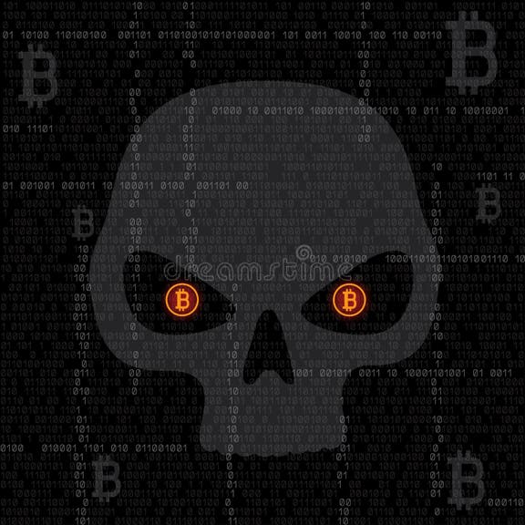 Bitcoin code hacked skull stock vector. Illustration of commerce - 106718157