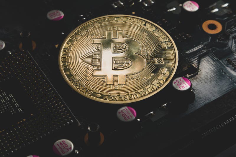 Bitcoin Coin on an Electronic Chip Stock Photo - Image of circuit ...
