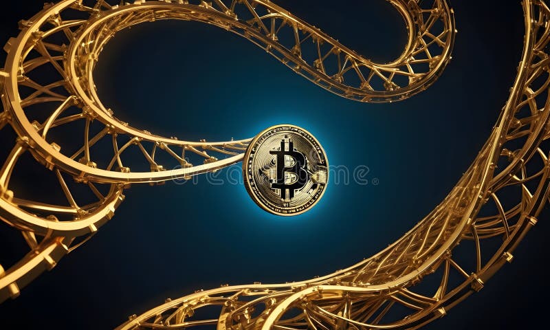 Bitcoin Coin Enclosed in Gold Rings AI Generative Stock Photo - Image ...