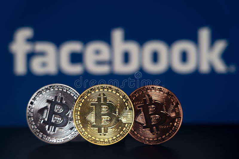 Bitcoin Coin with the Facebook Logo on a Smartphone Screen Editorial ...