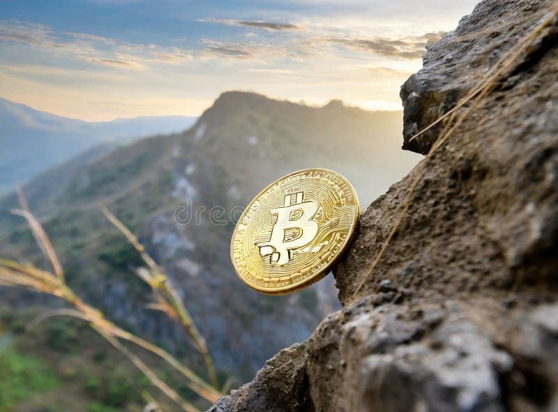 Bitcoin Coin Fall Down from Mountain Stock Illustration - Illustration ...