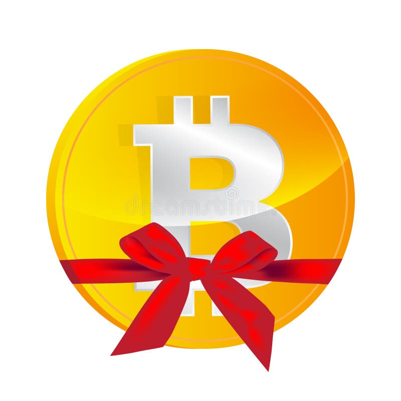 Bitcoin Coin with Gift Bow Isolated Stock Vector - Illustration of ...