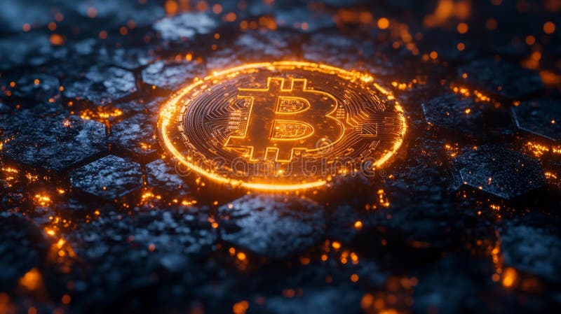 Bitcoin Coin Illuminated stock illustration. Illustration of payment ...