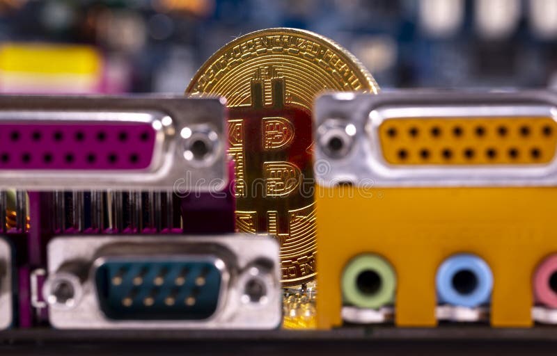 Bitcoin Coin and Printed Circuit Board PCB Stock Image - Image of gold ...