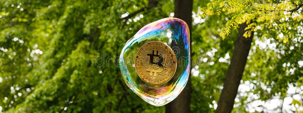 Bitcoin Coin in a Soap Bubble. Concept of Instability of the Crypto ...