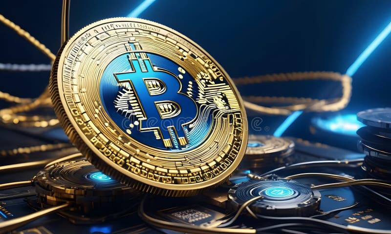 Bitcoin with Electric Currents Stock Image - Image of cyber, modern ...