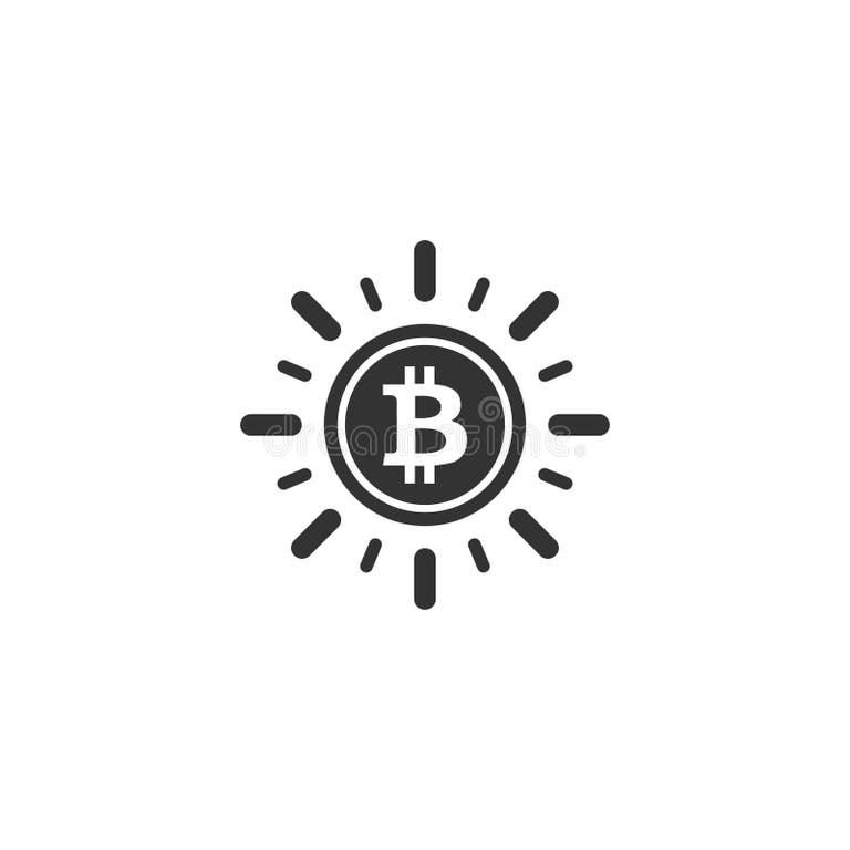 Bitcoin Coin with Sun Ray Icon in Simple Design. Vector Illustration ...