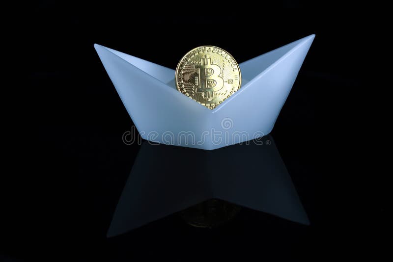 Bitcoin Coin White Boat Black Background Stock Photos - Free & Royalty ...