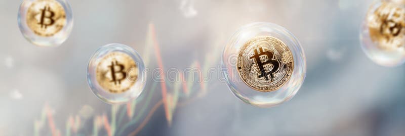 Bitcoin Coins Encapsulated within Bubbles, Drifting Upward through ...