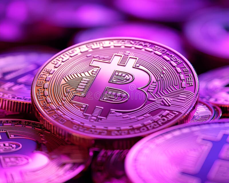 Bitcoin Coins with a Fresh, Modern Look, Set on a Vivid Pink Background ...