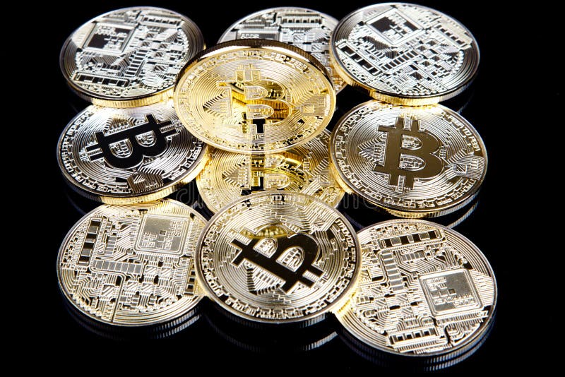 Bitcoin Coins Group Isolated Stock Photo - Image of golden, coins ...