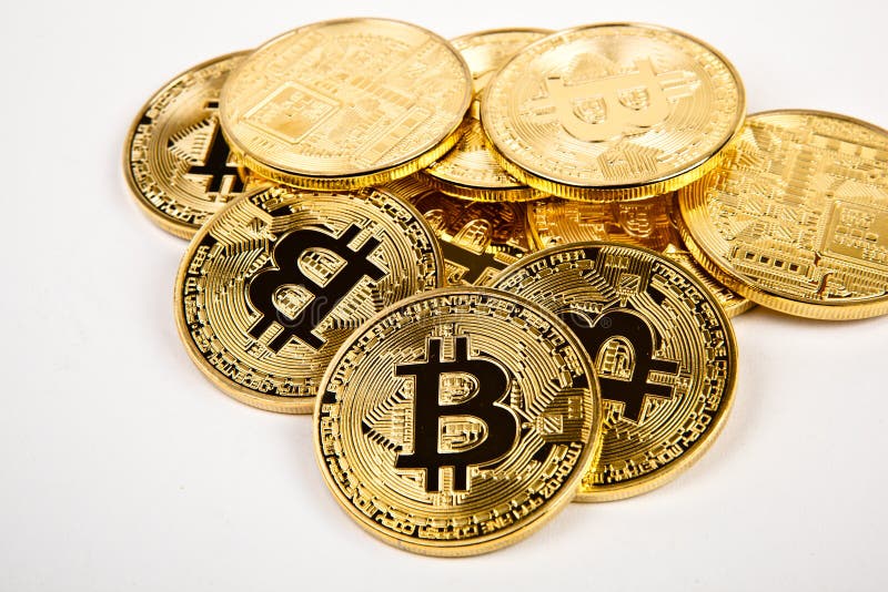 Bitcoin Coins Group Isolated Stock Photo - Image of golden, coins ...