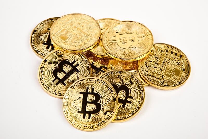Bitcoin Coins Group Isolated Stock Photo - Image of cryptography, gold ...