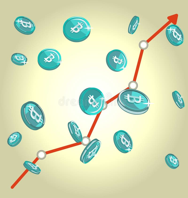 Bitcoin Coins with a Rising Chart Stock Vector - Illustration of coins ...