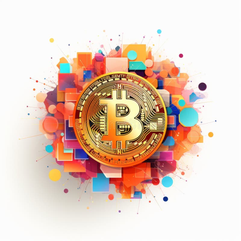 Colorful Abstract Bitcoin Art on White Background Stock Illustration ...