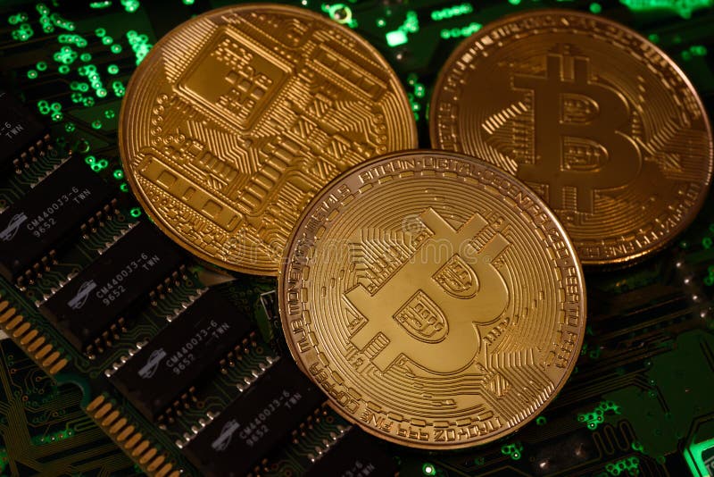 Bitcoins with Circuit Board Stock Photo - Image of gold, finance: 111349828