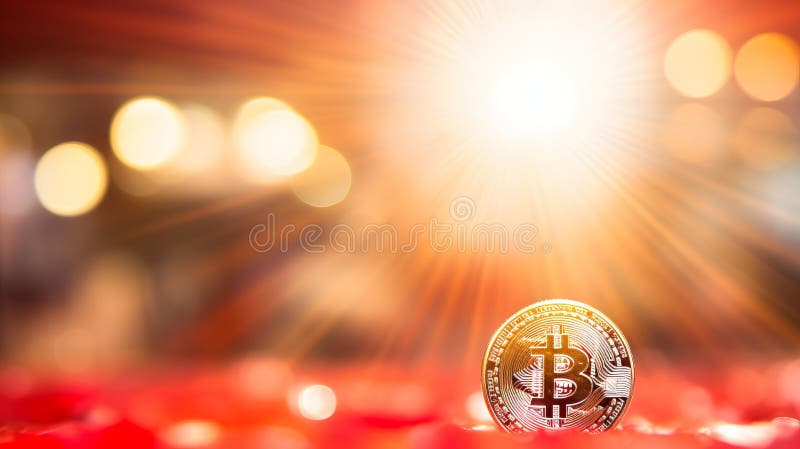 Bitcoin Concept on Blurred Defocused Red Abstract Background with Copy ...