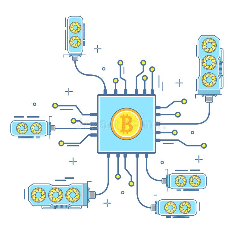 Bitcoin Concept Vector Illustration in Flat Linear Style Stock Vector ...