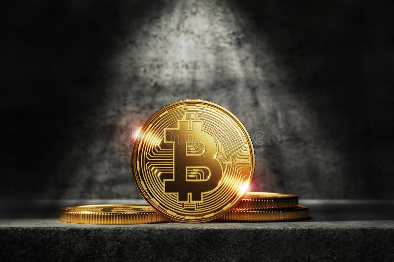 Bitcoin on a Concrete Background. Bitcoin Cryptocurrency Concept ...