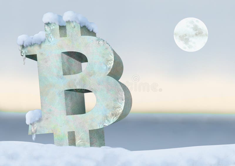 Bitcoin Covered in Snow in Crypto Winter Stock Illustration ...
