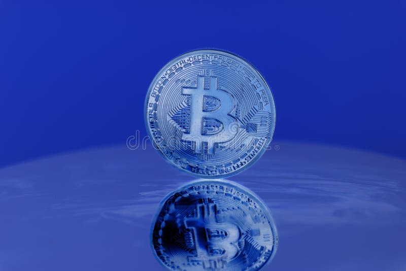 Blue bitcoin virtual coin stock photo. Image of market - 110323250