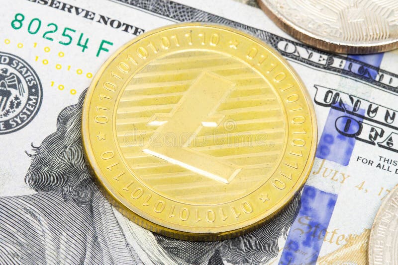 Bitcoin Crypto Currency on Dollar Notes Close Up Editorial Image ...