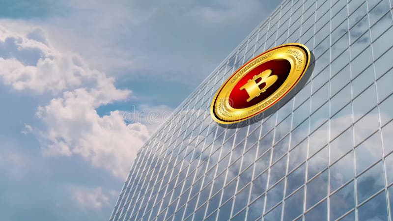 Bitcoin Crypto Currency Logo on the Building Stock Video - Video of ...