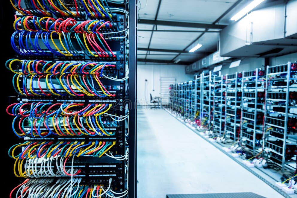 Bitcoin and Crypto Mining Farm. Big Data Center Stock Image - Image of ...