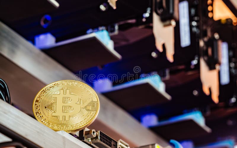 Cryptocurrency Background Mining Rig, Close Up of Array of GPU Stock ...