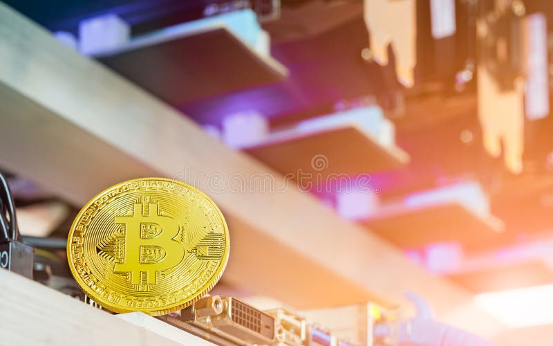Cryptocurrency Background Mining Rig, Close Up of Array of GPU Stock ...