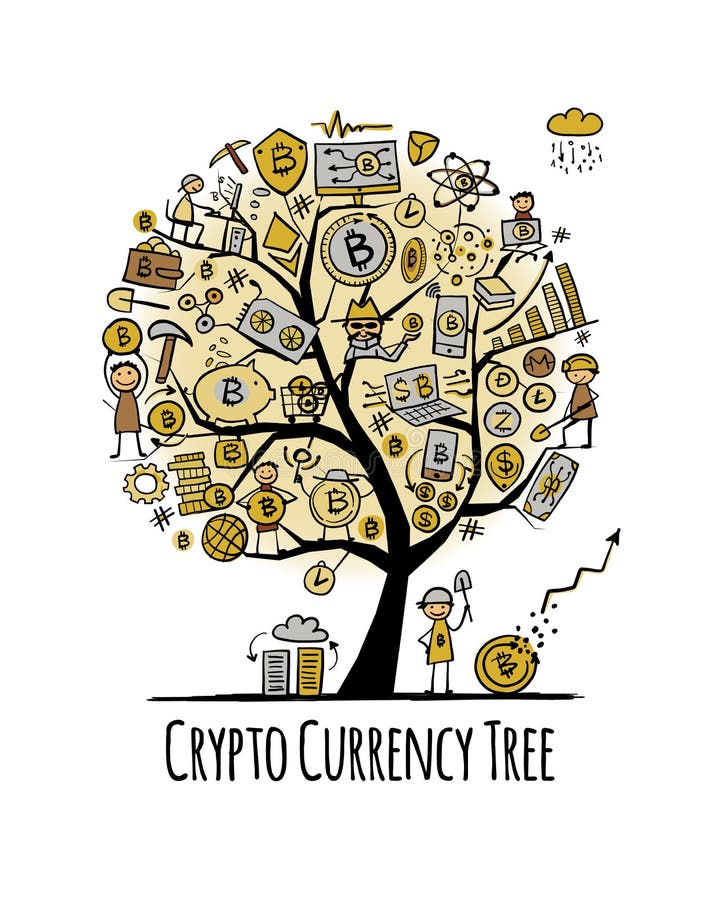 Bitcoin, Cryptocurrency and Blockchain Technology, Concept Tree for ...