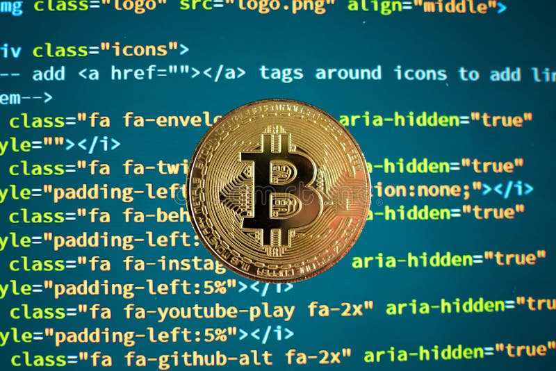 Bitcoin / Cryptocurrency and Code Background Stock Image - Image of ...