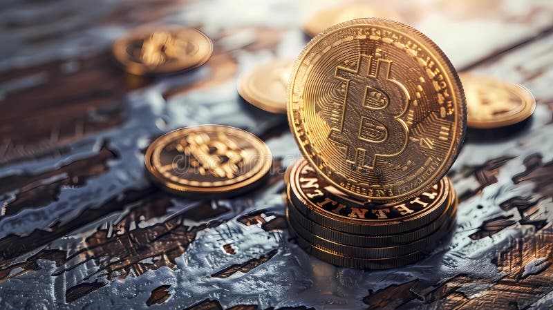 Bitcoin Cryptocurrency Coin on a Map Background, Generative AI ...